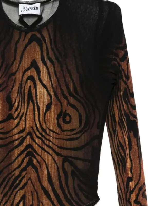 JEAN PAUL GAULTIER Double Layer Wood-print Bodysuit