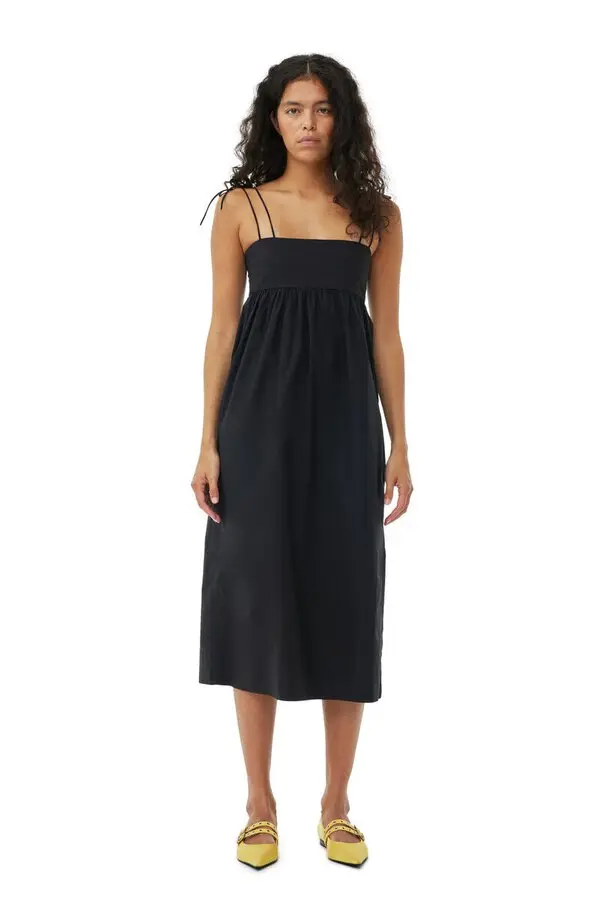 GANNI Poplin String Midi Dress
