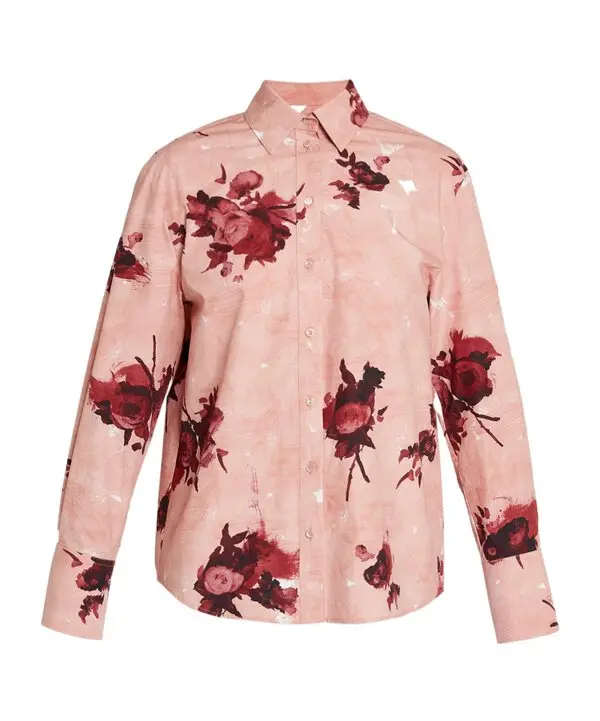 Erdem Rose Print Long Sleeve Shirt - Pink