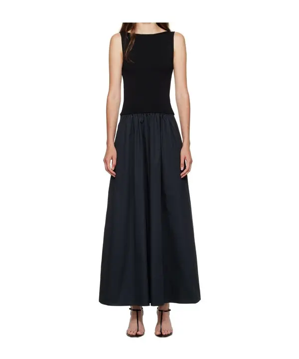 ST. AGNI Panelled Ribbed Maxi Dress - Black
