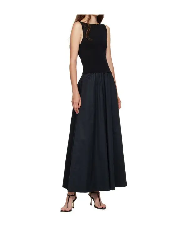 ST. AGNI Paneled Ribbed Maxi Dress With Boat Neck