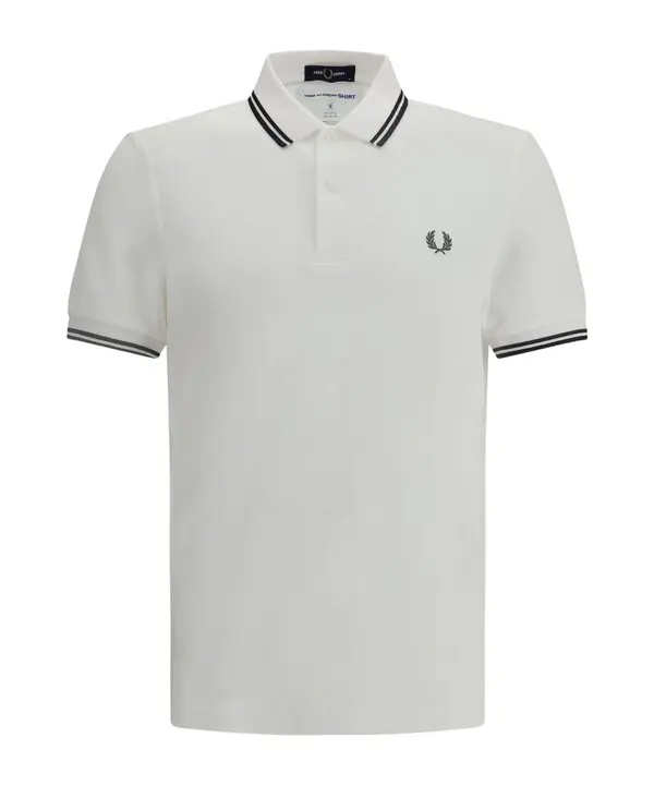 Comme Des Garçons X Fred Perry Text-printed Polo Shirt - White