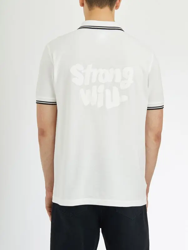 Comme Des Garçons X Fred Perry Text-printed Polo Shirt - White