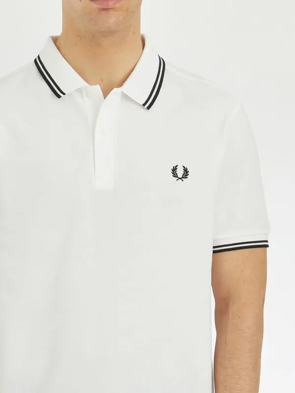 Comme Des Garçons X Fred Perry Text-printed Polo Shirt - White
