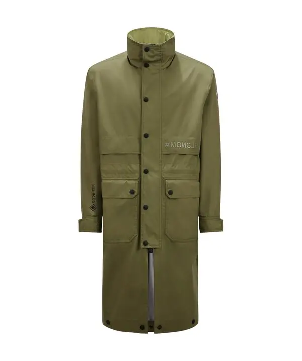 Moncler High Neck Long Parka - Dark Green