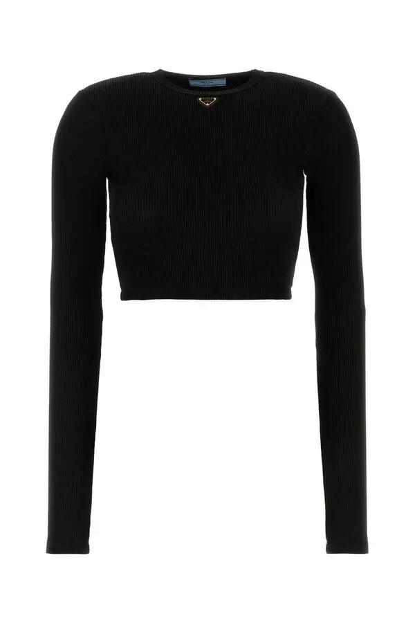Prada Long-sleeved Cropped Top