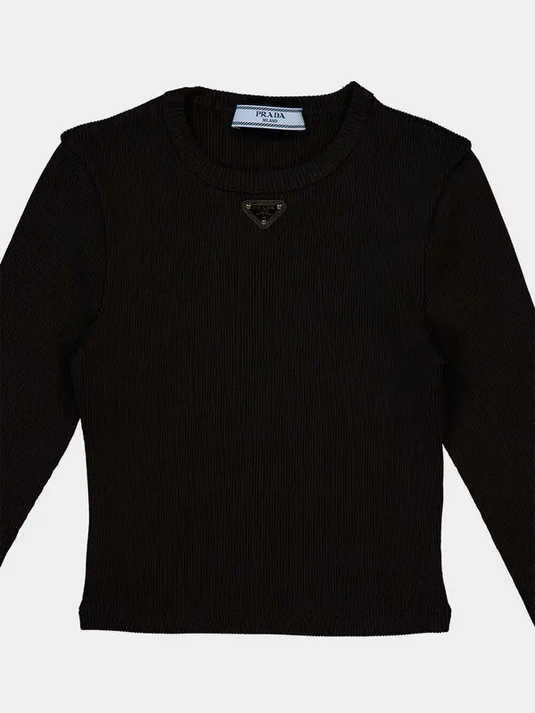 Prada Long-sleeved Cropped Top