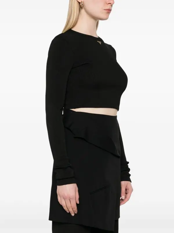 Prada Long-sleeved Cropped Top