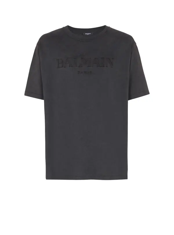 Balmain Vintage Logo Embroidered T-shirt - Black