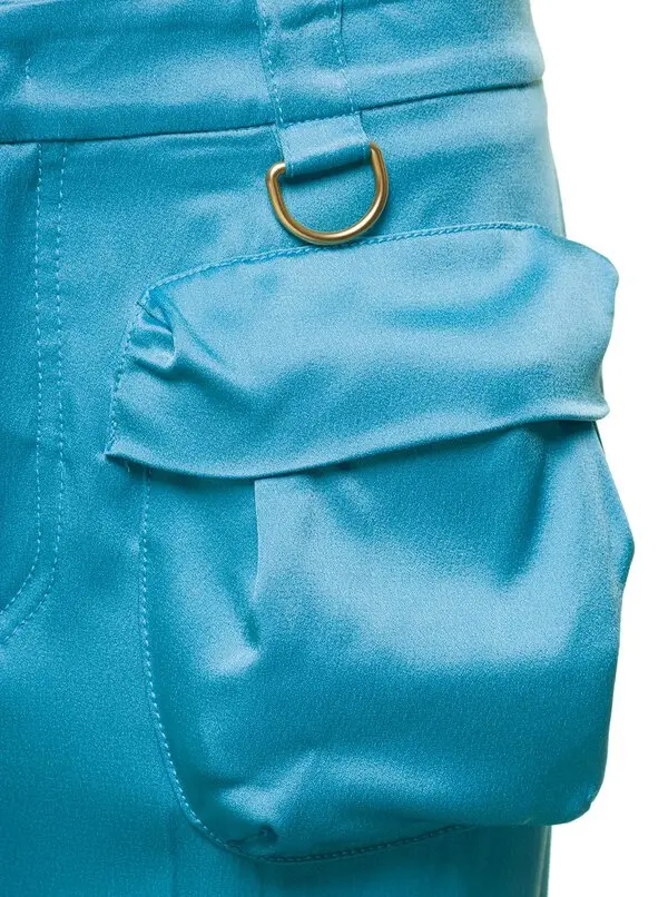 Blumarine Straight Leg Satin Cargo Pants With D-ring Detail