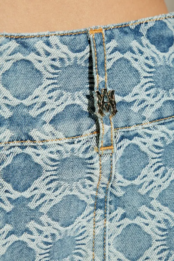 Amiri Patterned Denim Mini Skirt