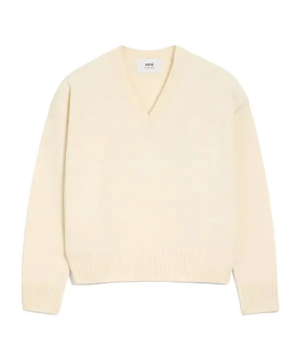 Ami De Coeur V-neck Sweater - Ivory White