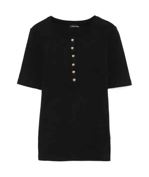 ANINE BING Alessia Knitted T-shirt - Black