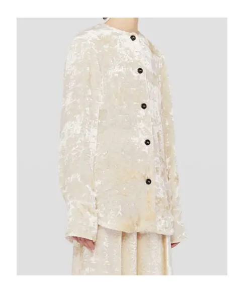JIL SANDER Long Sleeve Crushed Velvet Shirt