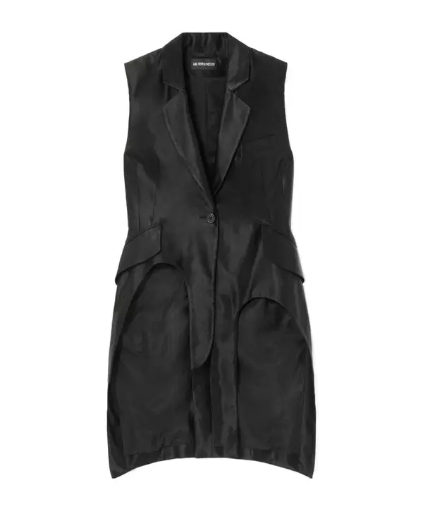 ANN DEMEULEMEESTER Asymmetrical Linen-blend Satin Vest