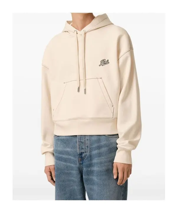 Ami Logo Embroidered Drawstring Hoodie