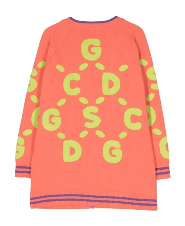 Gcds Debossed-logo Print Cardigan - Pink