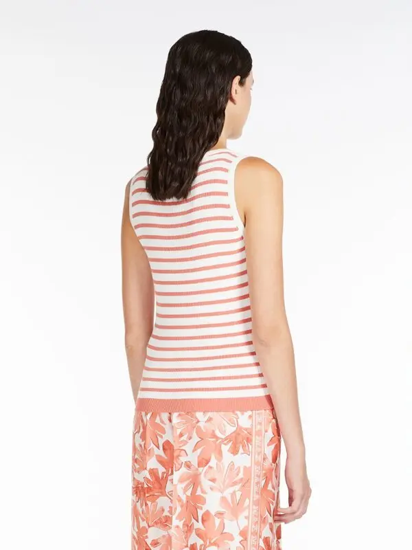 Max Mara Striped Knitted Tank Top - White