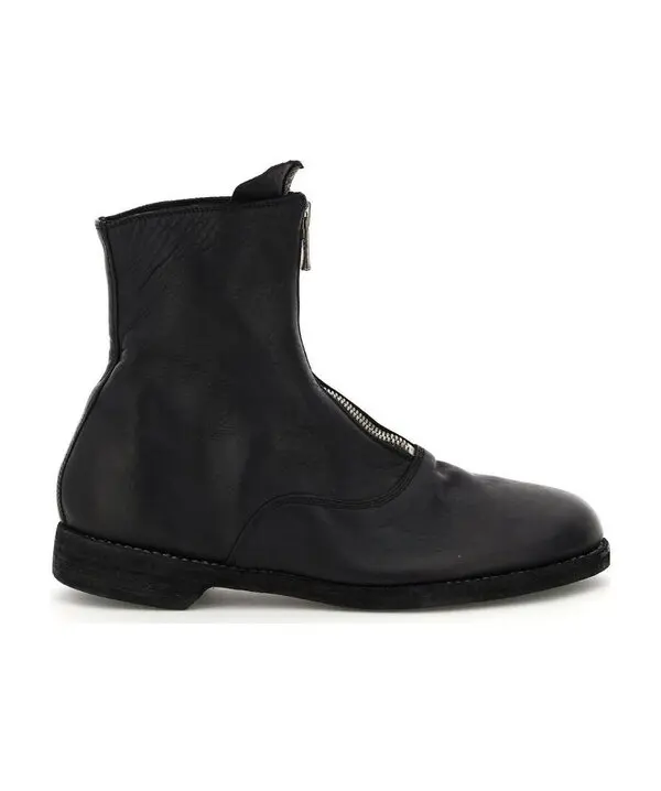 Guidi Leather Zip-front Ankle Boots - Black