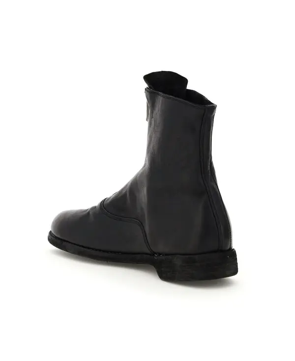Guidi Leather Zip-front Ankle Boots - Black