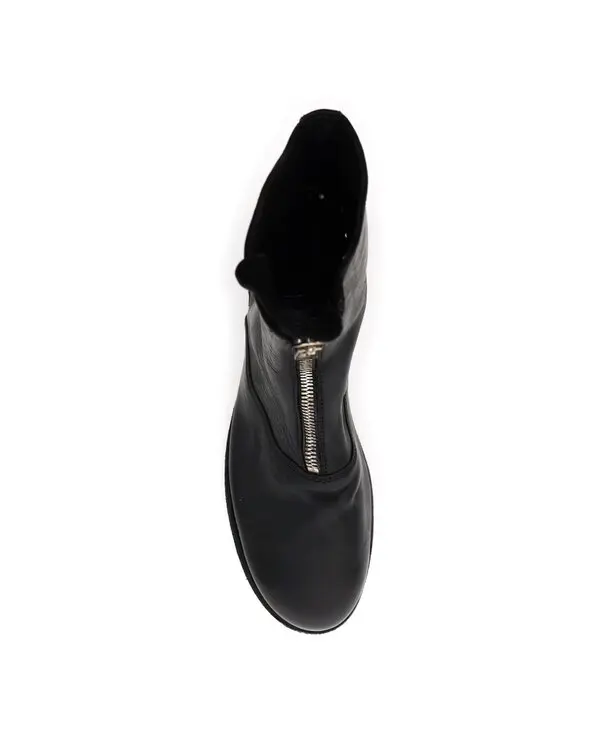 Guidi Leather Zip-front Ankle Boots - Black