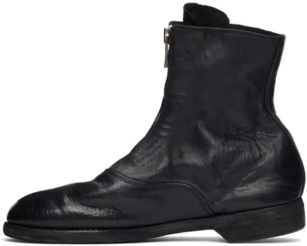 Guidi Leather Zip-front Ankle Boots - Black