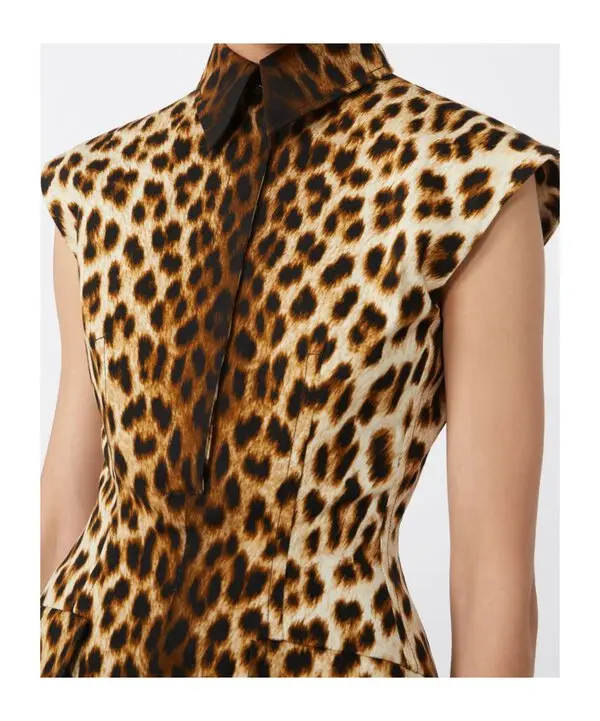 Sportmax Lonza Leopard Printed Midi Dress - Brown