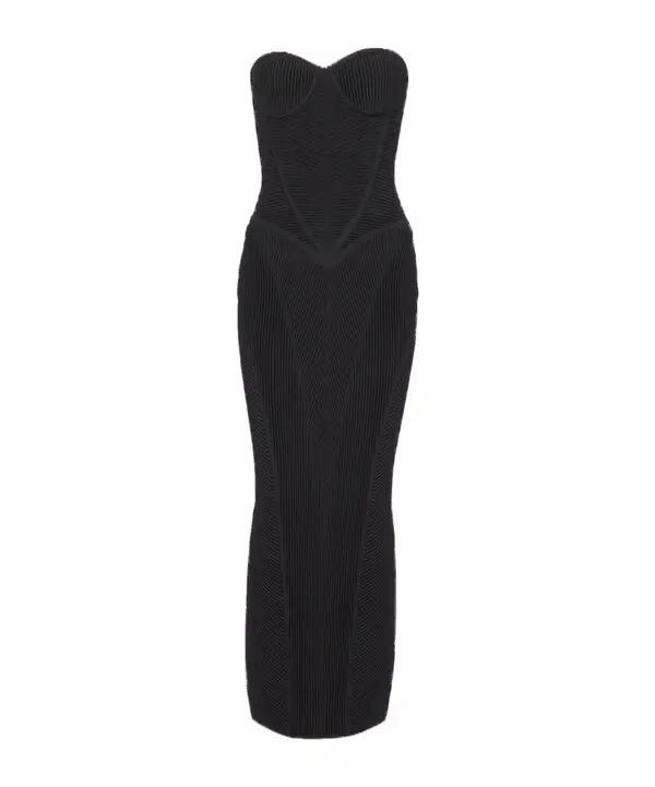 Balmain Long Strapless Knit Dress