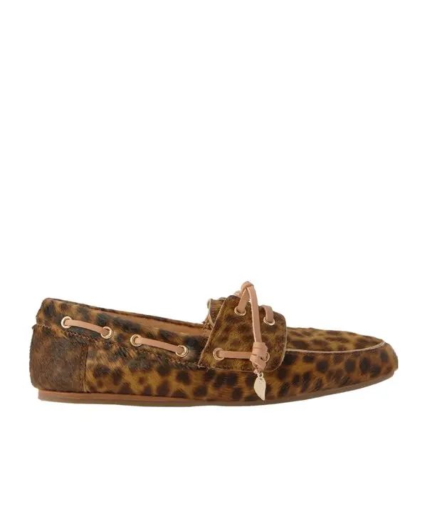 ANCIENT GREEK SANDALS Pliaria Leopard-print Calf Hair Boat Shoes - Brown