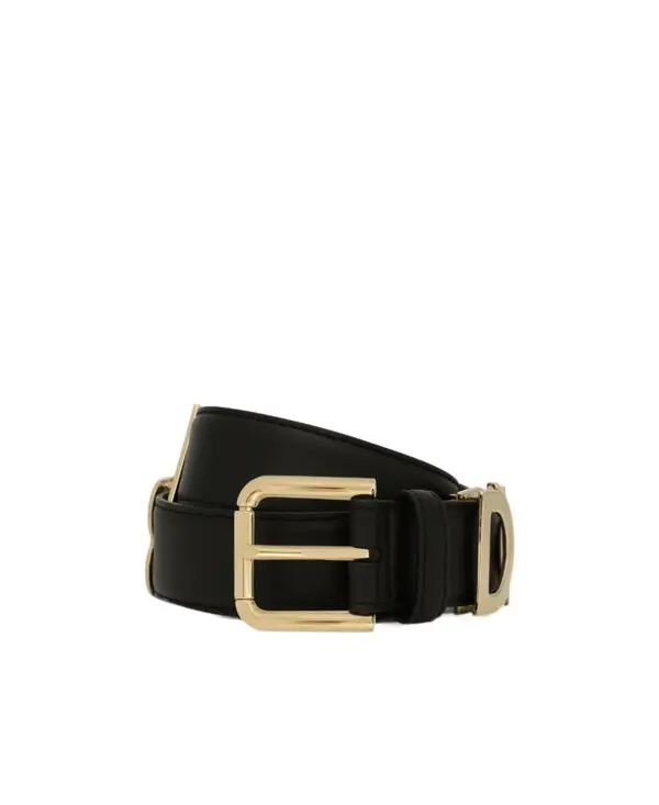 Dolce & Gabbana Letter Logo Buckle Belt - Black