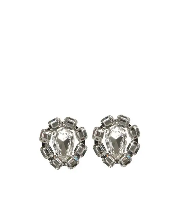 Alessandra Rich Crystal Embellished Clip-on Earrings - Gray