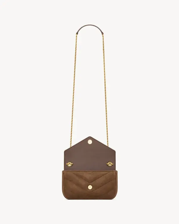 Saint Laurent Loulou Logo Plaque Mini Shoulder Bag - Brown