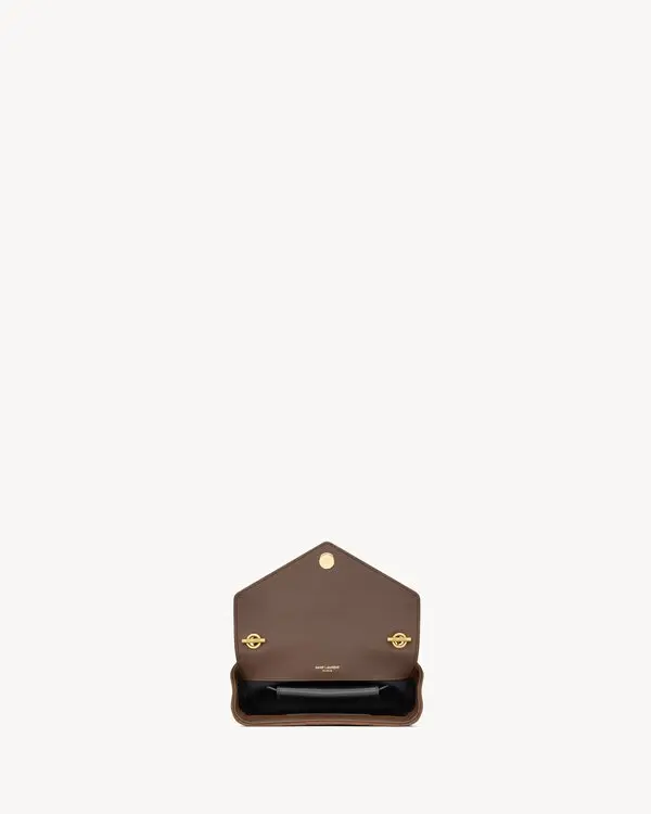 Saint Laurent Loulou Logo Plaque Mini Shoulder Bag - Brown
