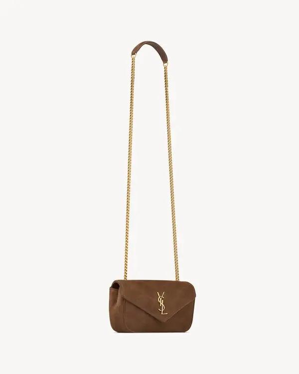 Saint Laurent Loulou Logo Plaque Mini Shoulder Bag - Brown