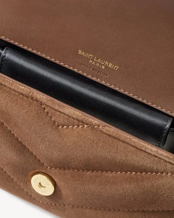 Saint Laurent Loulou Logo Plaque Mini Shoulder Bag - Brown
