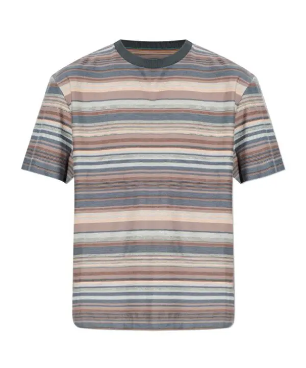 Paul Smith Striped Patterned Crewneck T-shirt - Gray