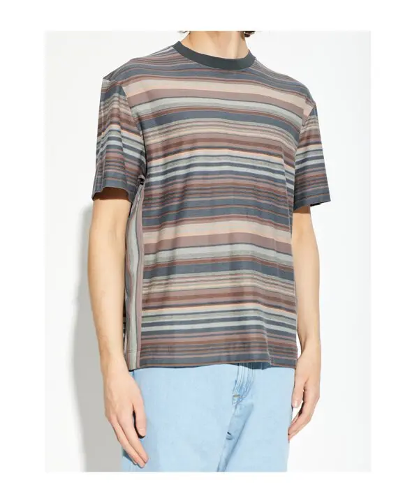 Paul Smith Striped Patterned Crewneck T-shirt - Gray
