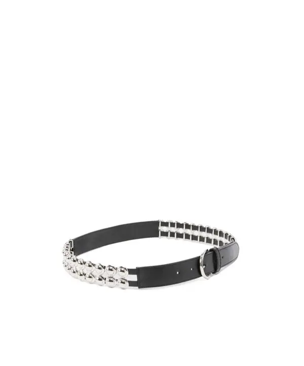 Pinko Embellished Leather Belt With Clasp