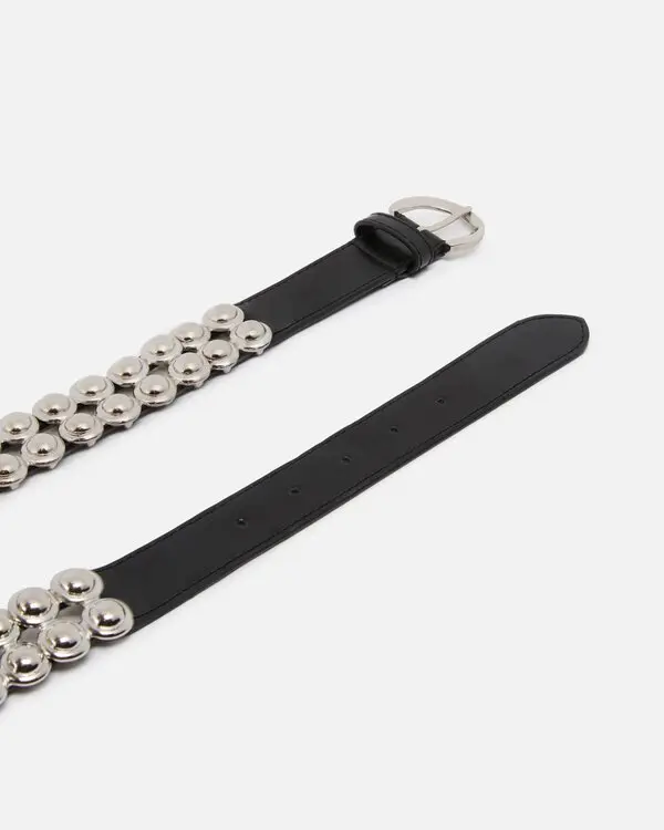 Pinko Embellished Leather Belt With Clasp