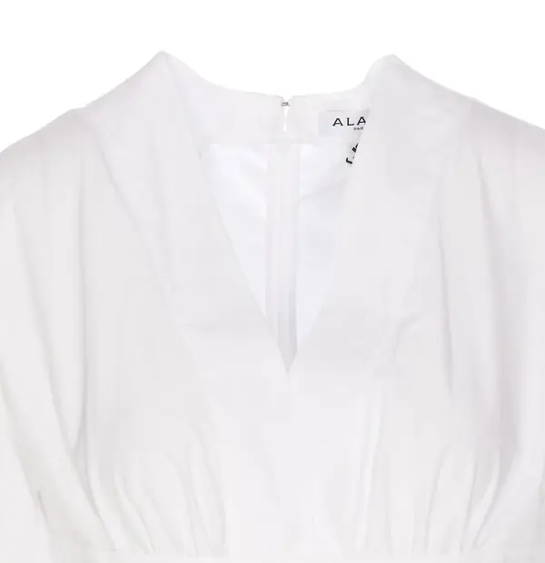 Alaïa A-line Pleated Dress With V-neck And Short Sleeves - No