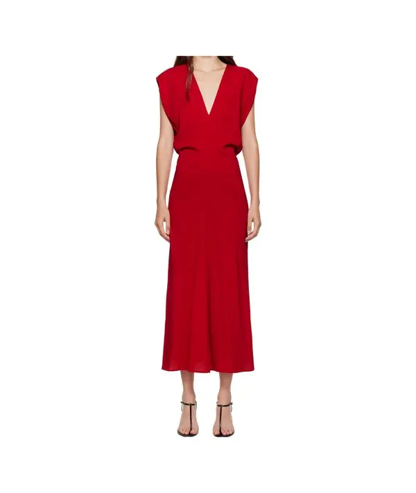 ST. AGNI Draped Maxi Dress With Train