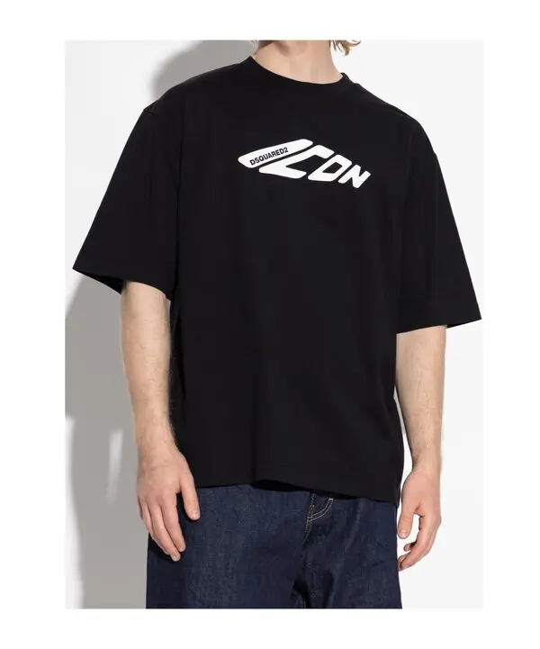 Dsquared2 Icon Logo Printed Crewneck T-shirt - Black