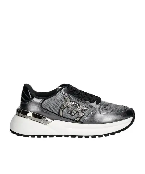 Pinko Logo Detail Chunky Sole Sneakers - Gray