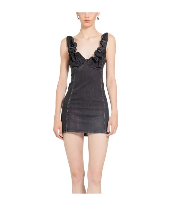 Y/project Sleeveless Ruffled Denim Dress