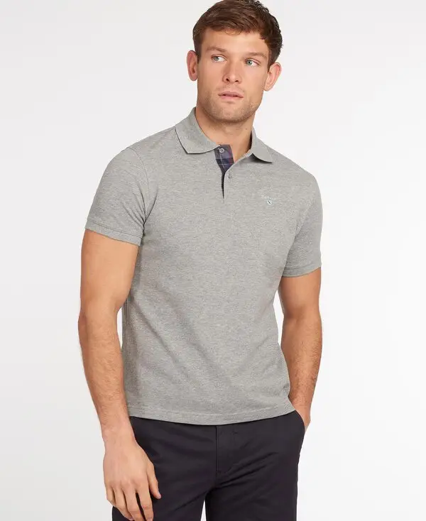 Barbour Logo Embroidered Short-sleeved Polo Shirt - Gray