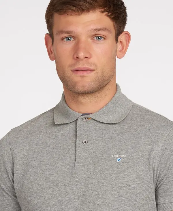 Barbour Logo Embroidered Short-sleeved Polo Shirt - Gray