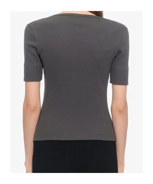COURREGES Buttoned Ribbed T-shirt - Grey