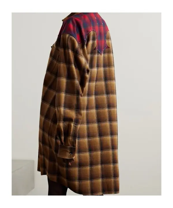 MAISON MARGIELA Checked Wool-flannel Mini Shirt Dress