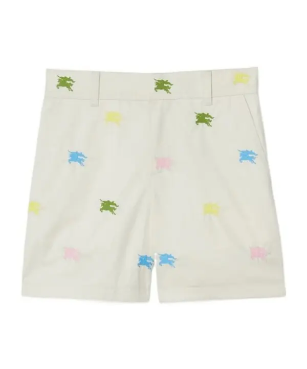 Burberry Embroidered Equestrian Knight Cotton Twill Shorts