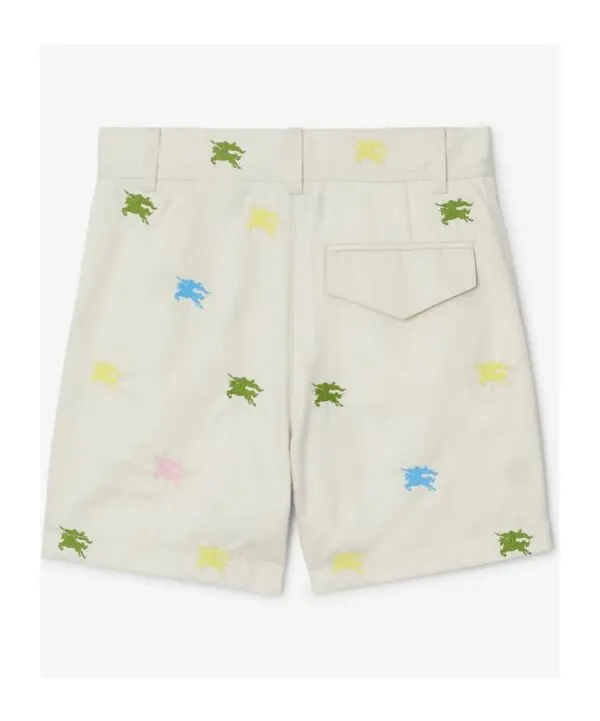 Burberry Embroidered Equestrian Knight Cotton Twill Shorts